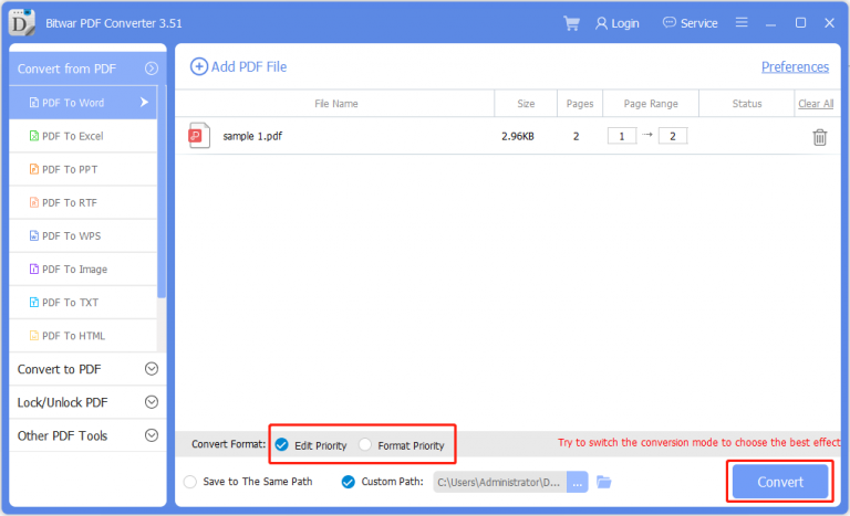 Convert from PDF - Bitwarsoft
